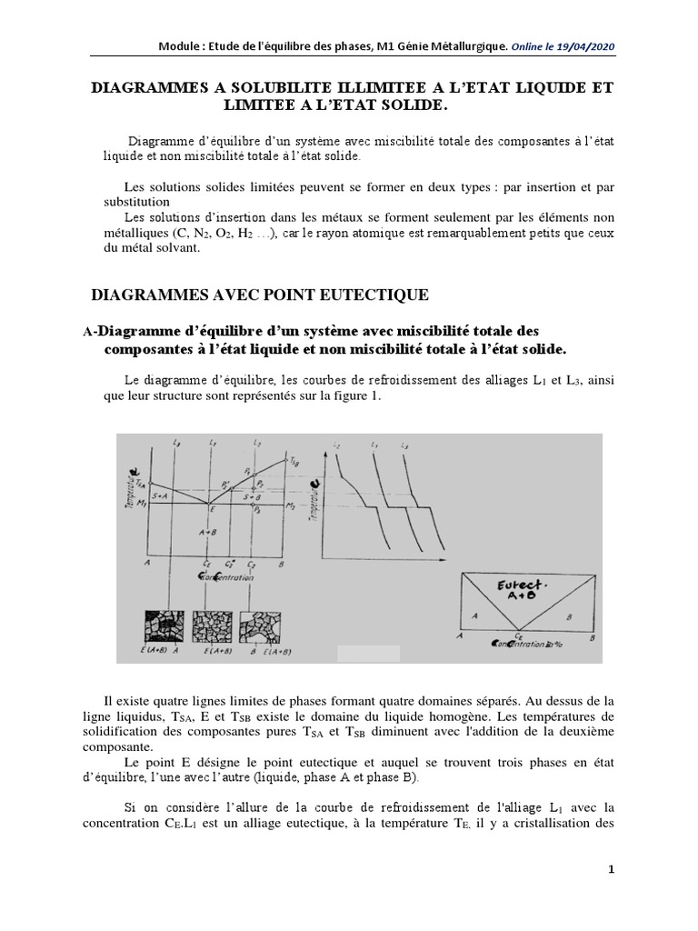 Diagrammes de phases et points eutectiques | PDF | Alliage | Solidification