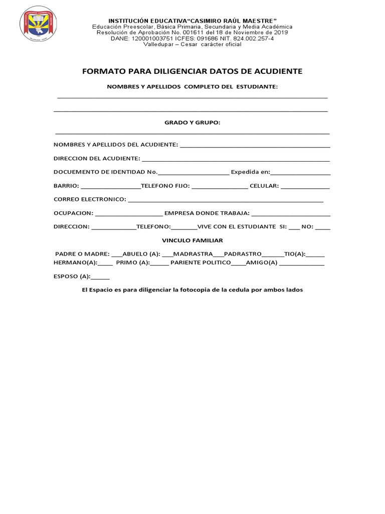 Ficha de Acudiente | PDF