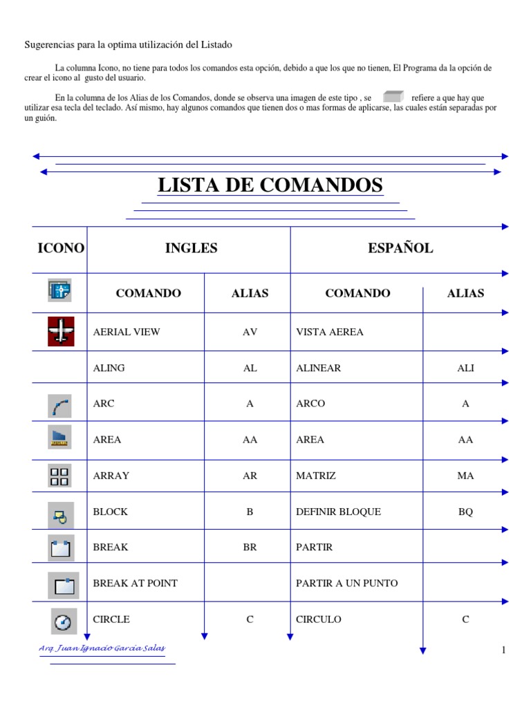 Lista de Comandos Para Autocad