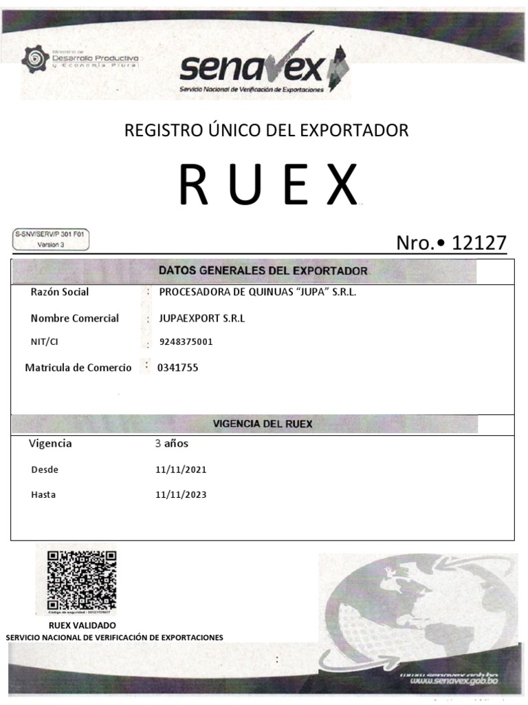 Certificado Ruex Jupa | PDF
