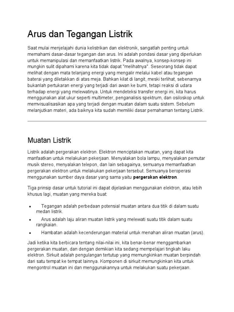 Arus Dan Tegangan Listrik | PDF