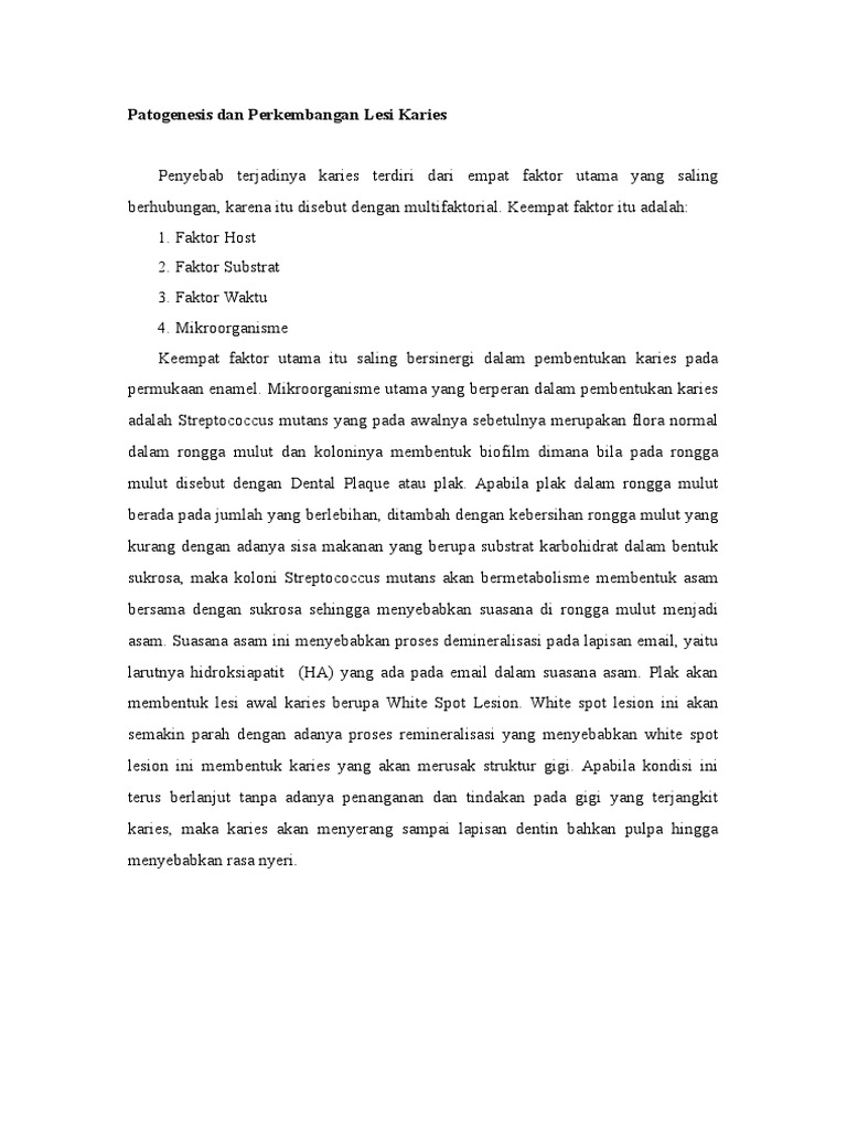 Nadia 1 - Patogenesis Karies Dan Diagnosis | PDF