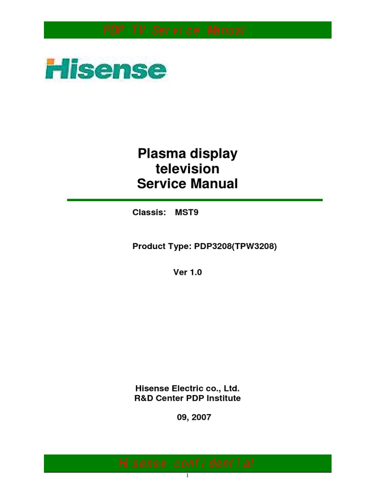 Hisense PDP3208 Service Manual | PDF | Video | Printed Circuit Board