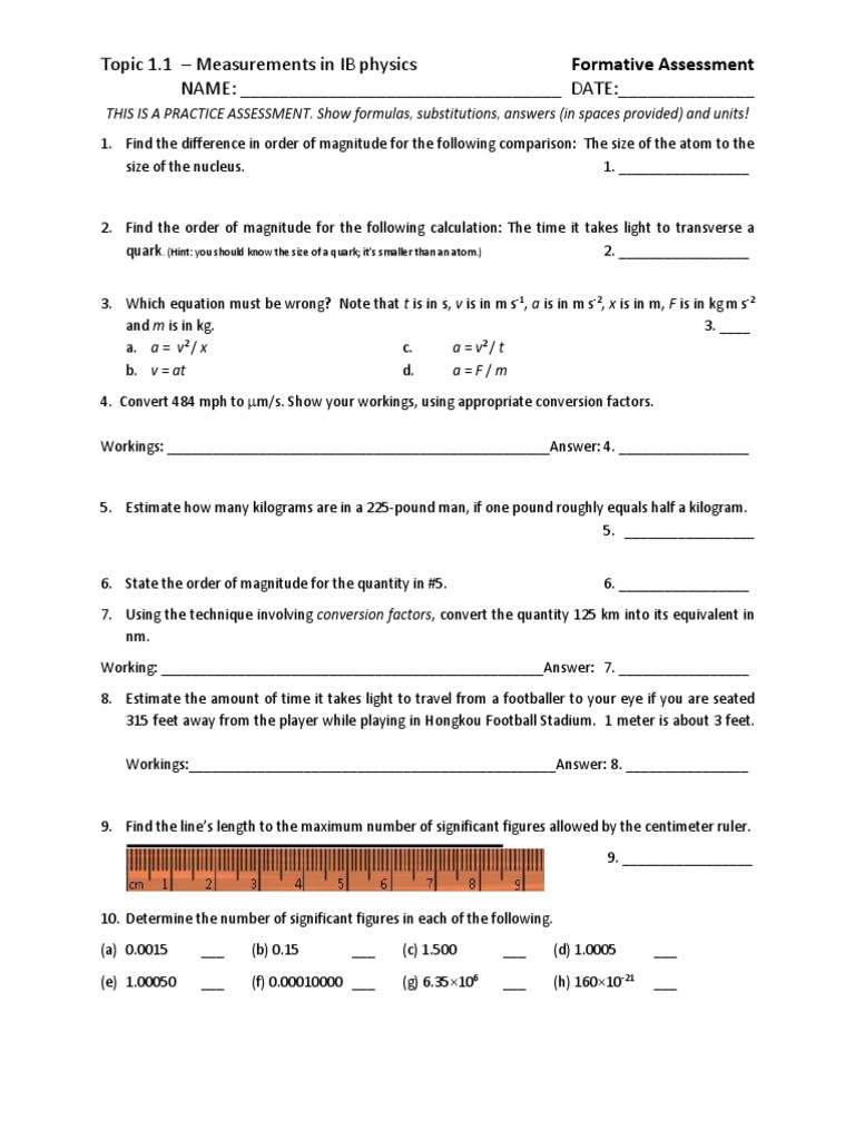 IB Physics Measurement Practice | PDF | Significant Figures | Metrology