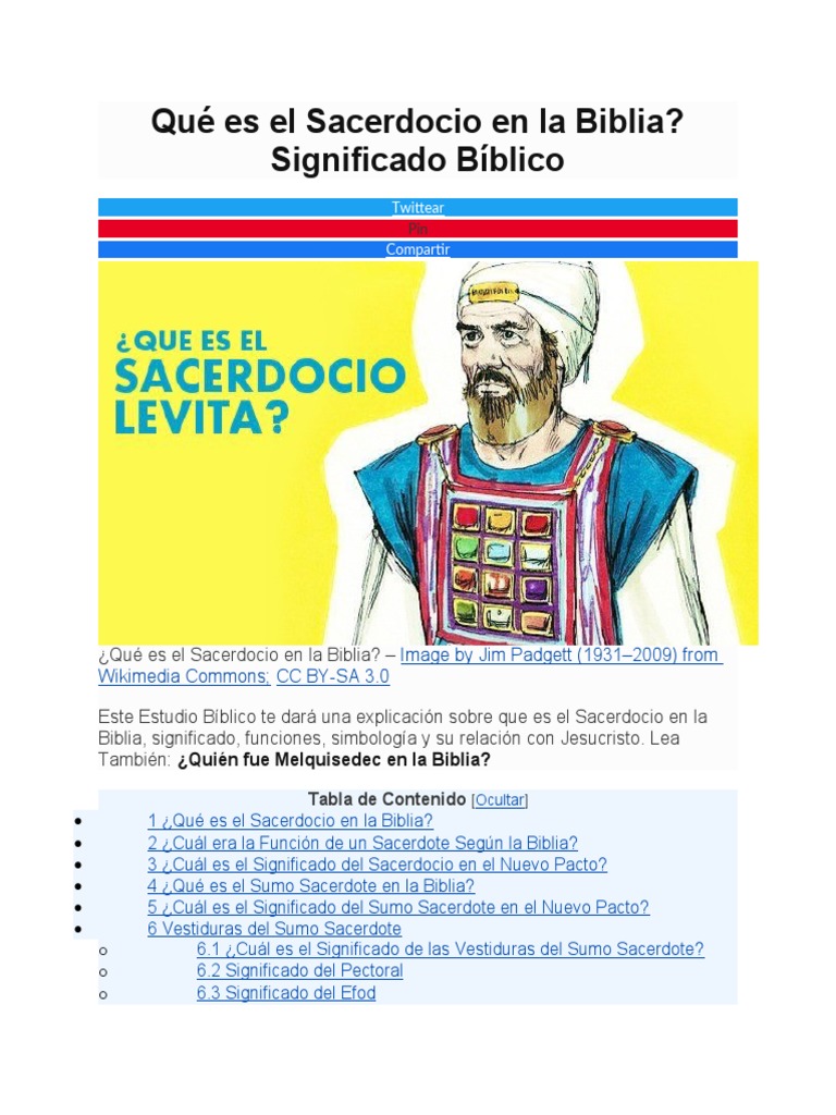 Qué Es El Sacerdocio en La Biblia | PDF | Sacerdote | eucaristía