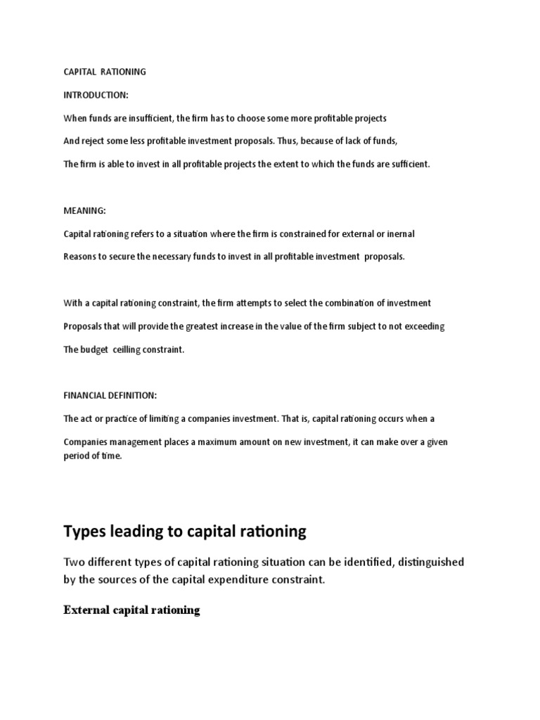 Capital Rationing | PDF | Capital Market | Investing