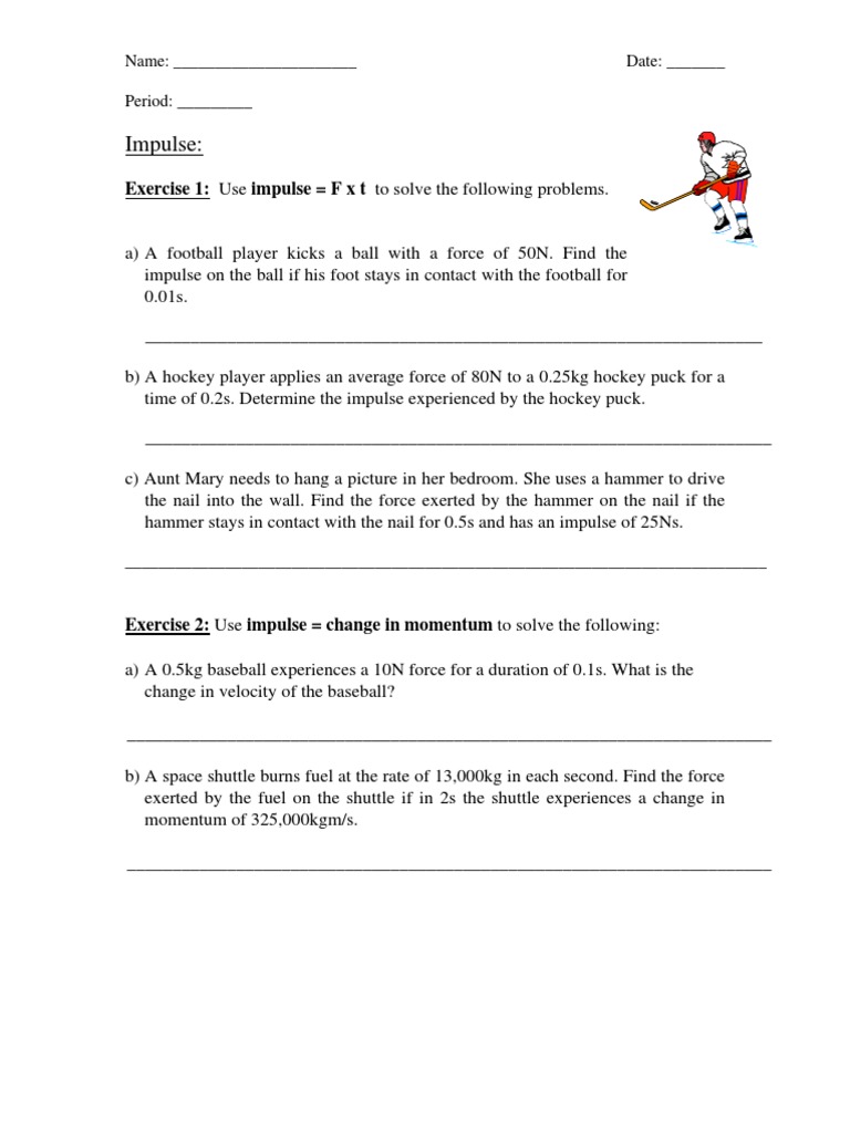 Collisions Worksheet and Review HW | PDF | Collision | Momentum