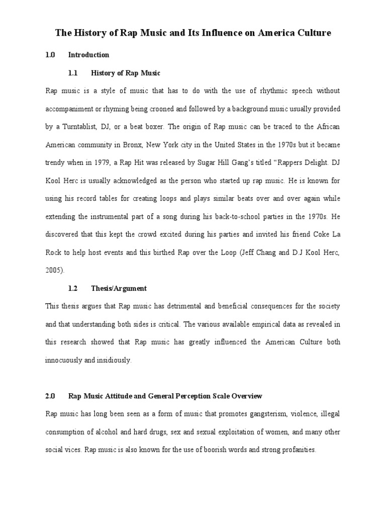 The History of Rap Music and Its Influence On America Culture - Revised ...