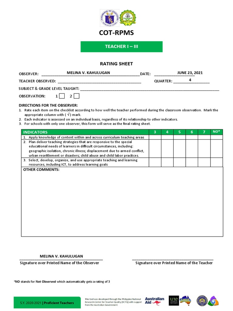 Cot-Rpms Forms1 | PDF