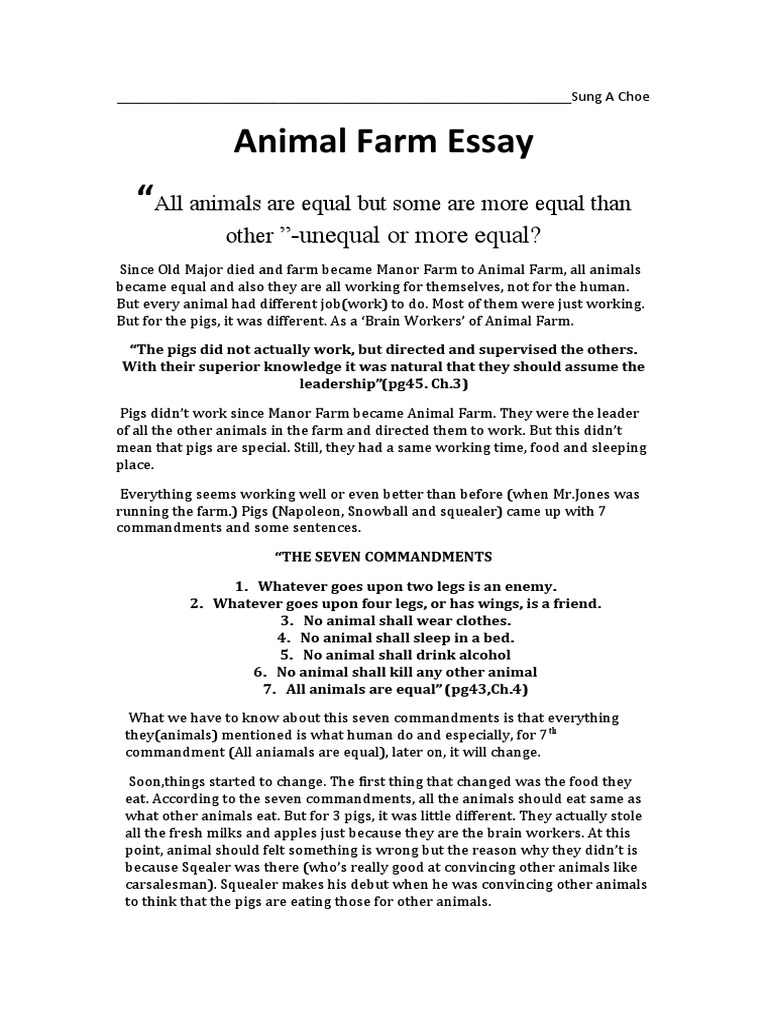 Animal Farm Essay: "-Unequal or More Equal? | PDF
