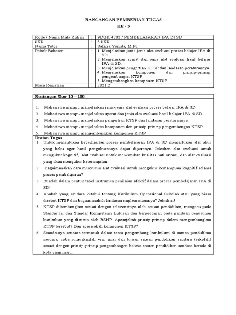 Kuis 3 Pembelajaran Ipa Di SD | PDF
