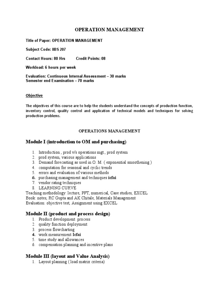 Operation Management | PDF | Operations Management | Inventory