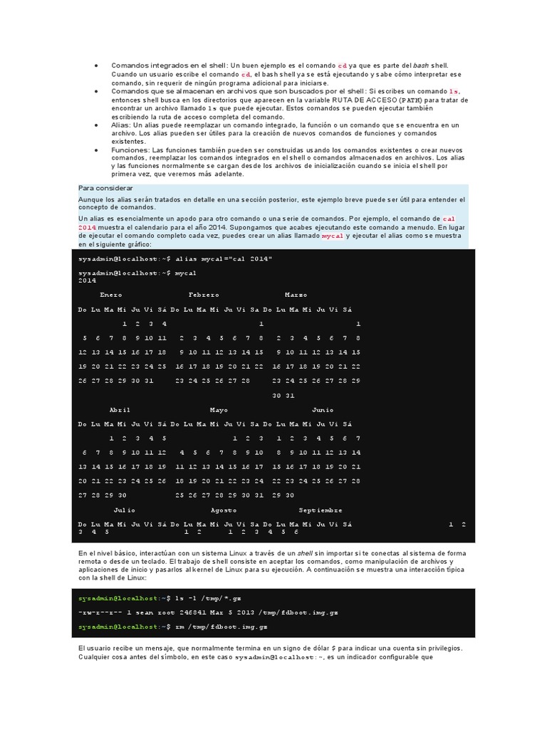 Comandos Integrados en El Shell | PDF