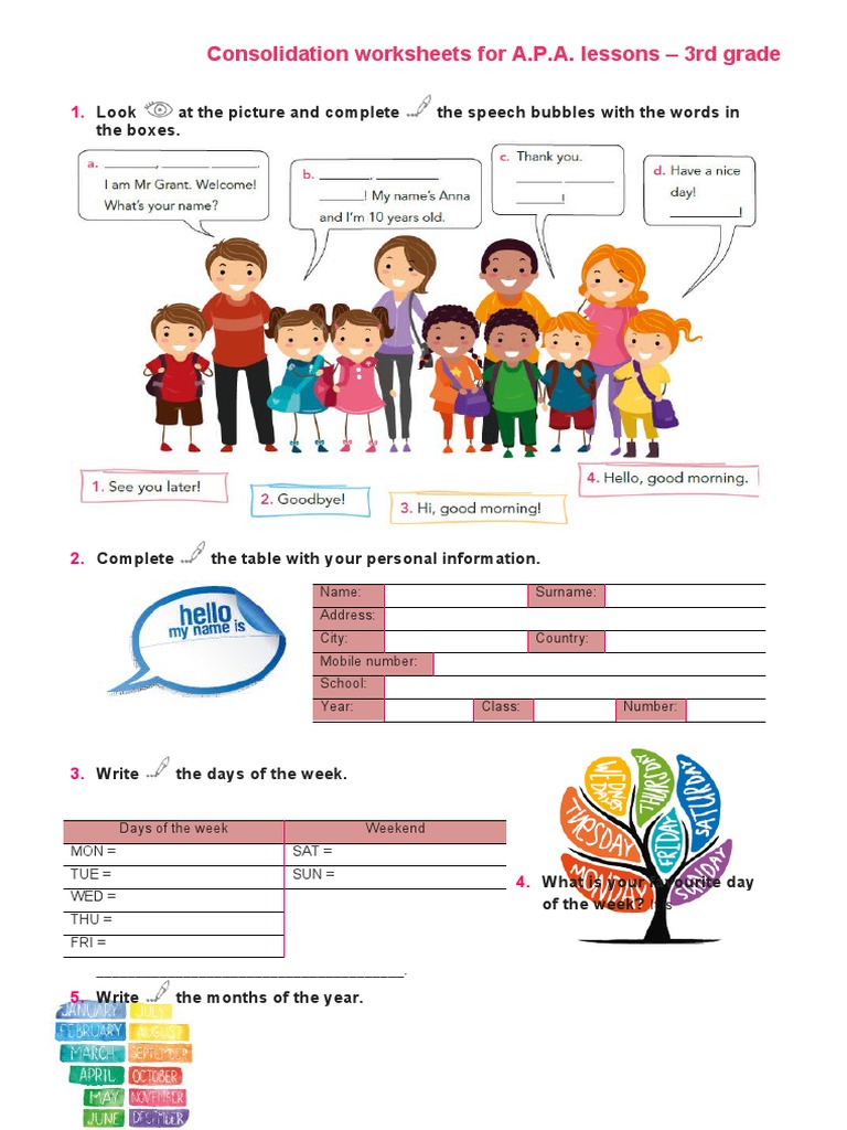 3rd to 5th Grade A.P.A. Consolidation Worksheets | PDF | Adverb | Meal