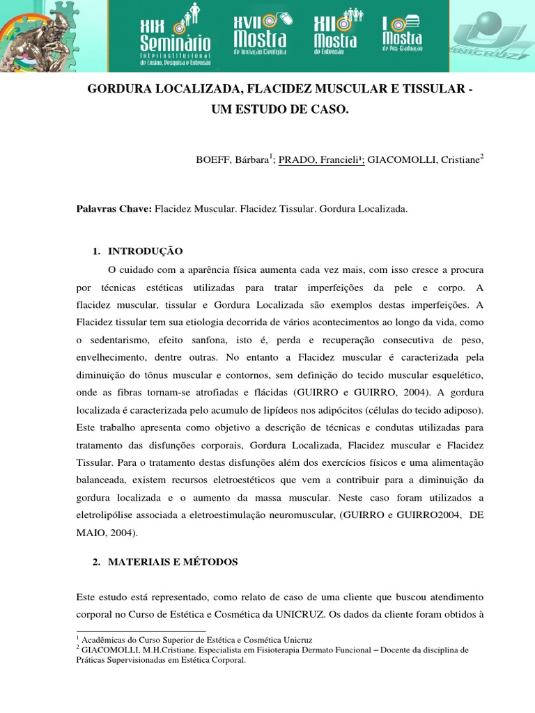 Gordura Localizada, Flacidez Muscular e Tissular - Um Estudo de Caso ...
