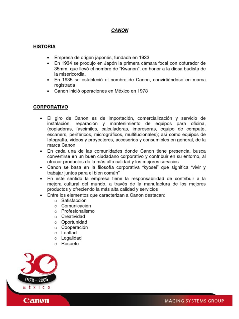 Canon | PDF | Canon Inc. | México