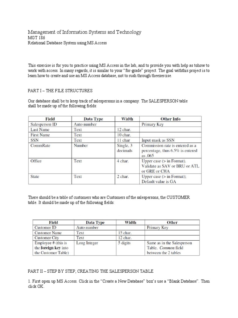 MS Access Lab Exercise | PDF | Microsoft Access | Databases