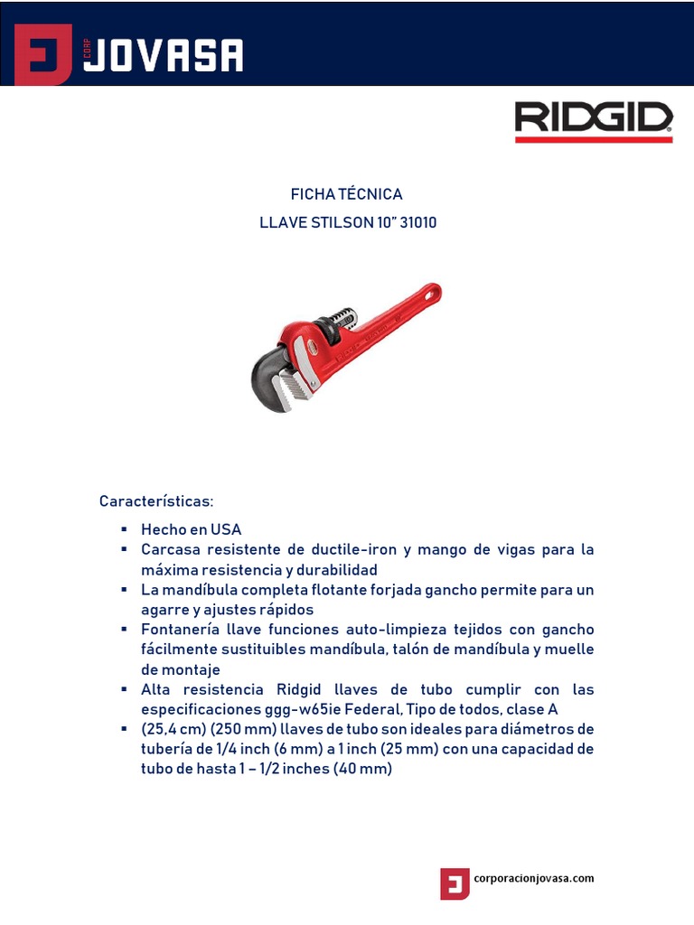 Llave Stilson 31010 Ridgid | PDF