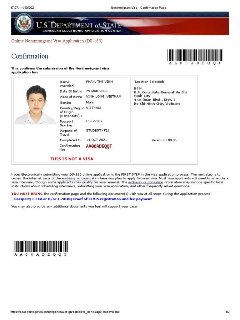 New DS160 - Confirmation Page | PDF | Travel Visa | Fingerprint