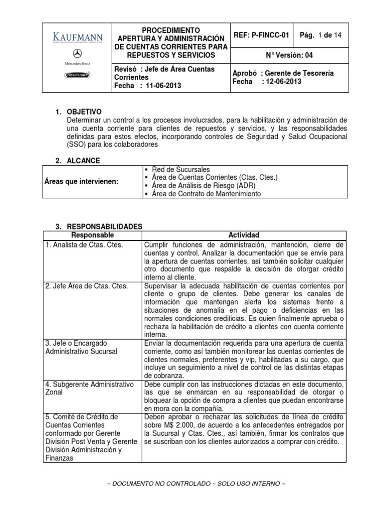 P-FINCC-01 APERTURA CC v4 | PDF | Factura | Contabilidad