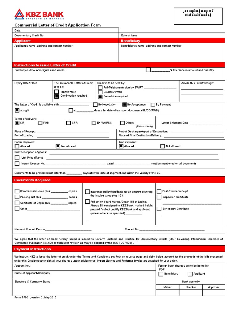 LC App Form | PDF | Letter Of Credit | Banks