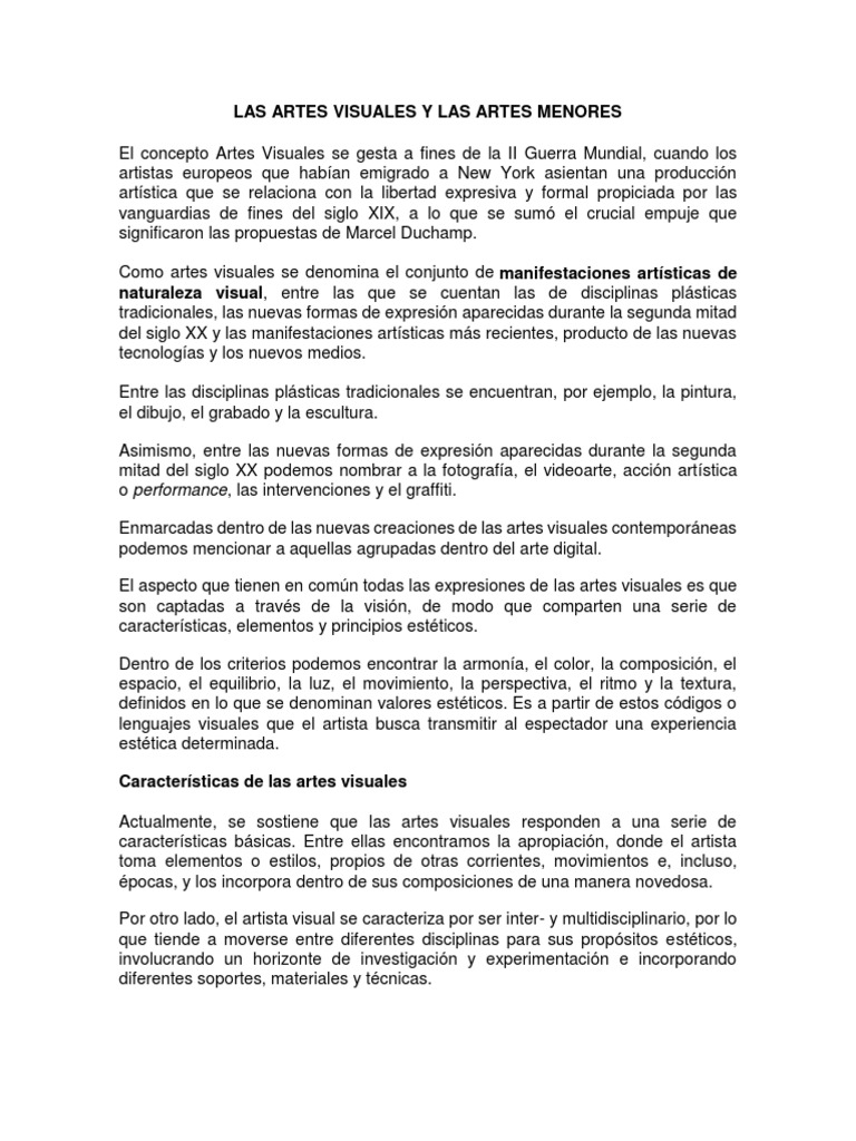 Las Artes Visuales | PDF | Artes Decorativas | Arte de performance