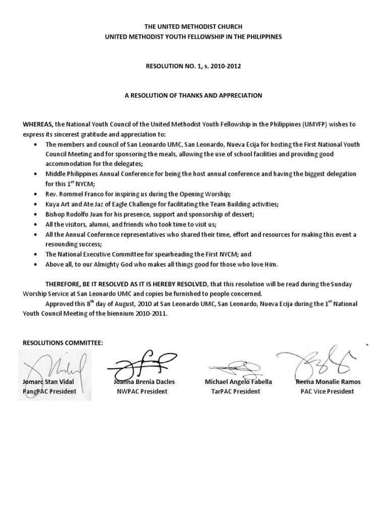 1stnycm Resolutions | PDF | United Methodist Church | Methodism