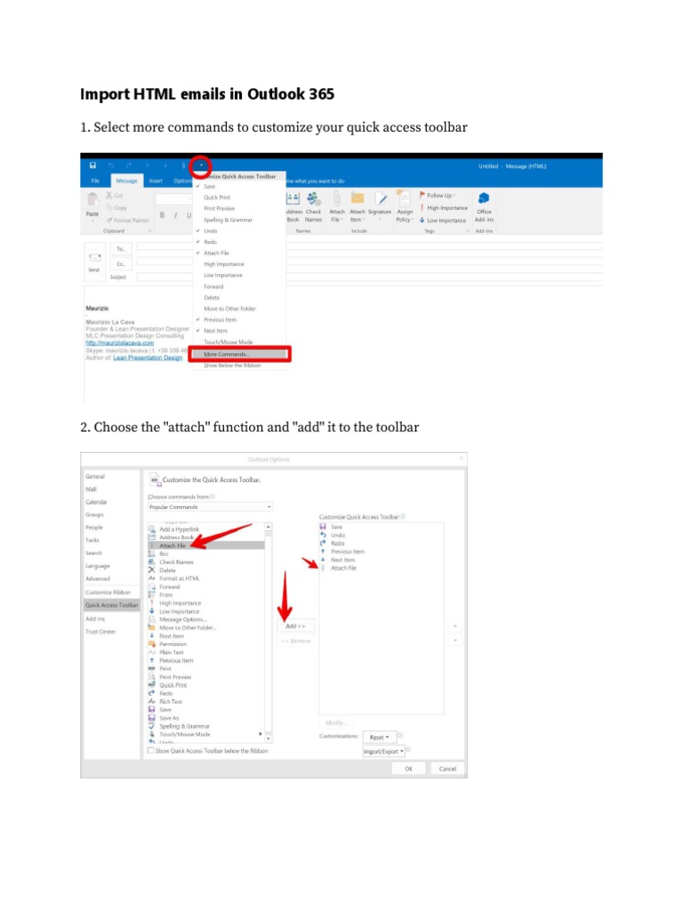 Import HTML Emails in Outlook 365 | PDF