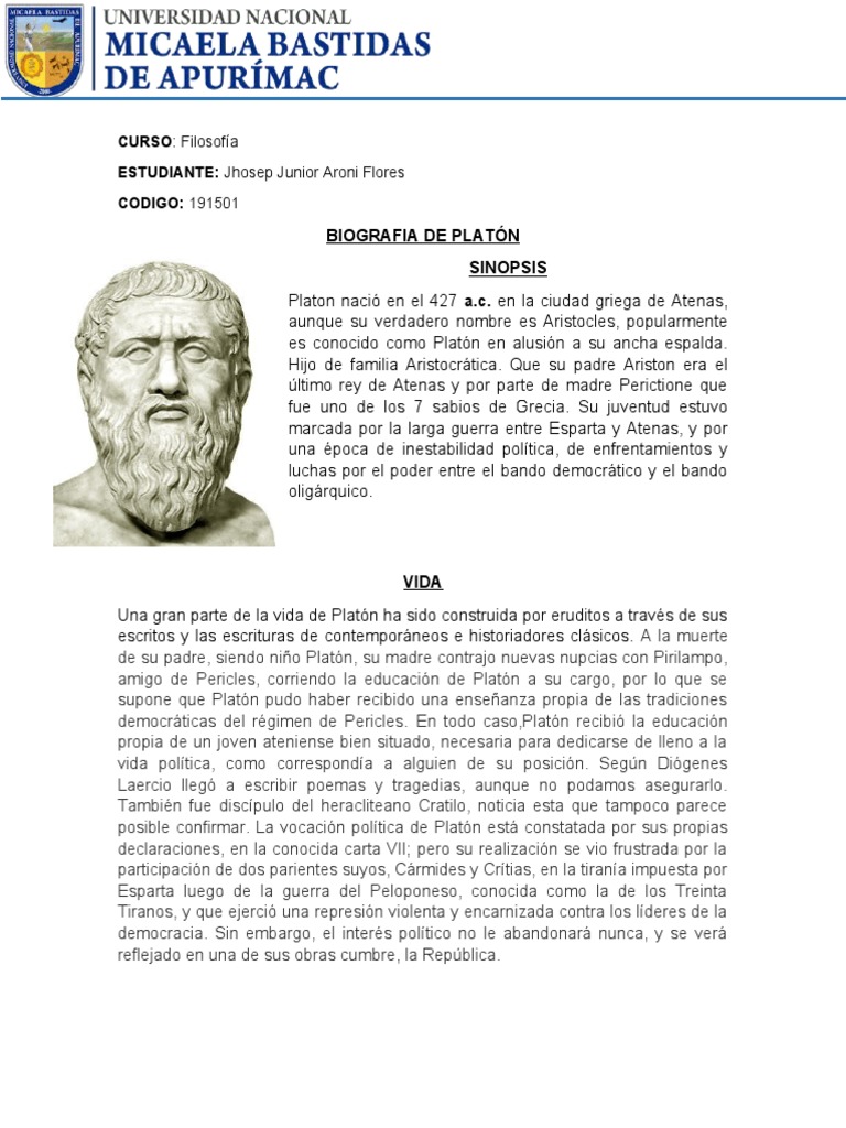 Biografia de Platon | PDF | Platón | Sócrates
