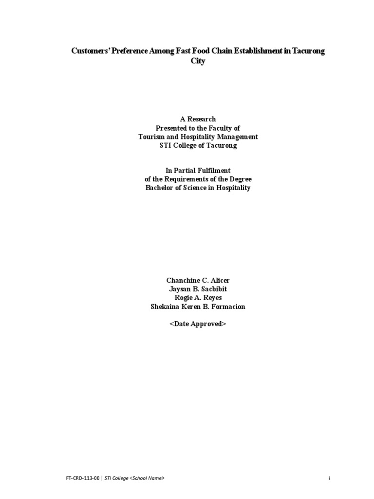 Fast Food Chain Research | PDF | Survey Methodology | Brand