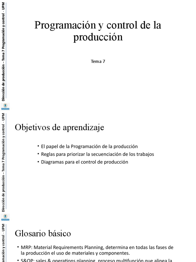 Programación y Control de Producción | PDF | Programación de ...