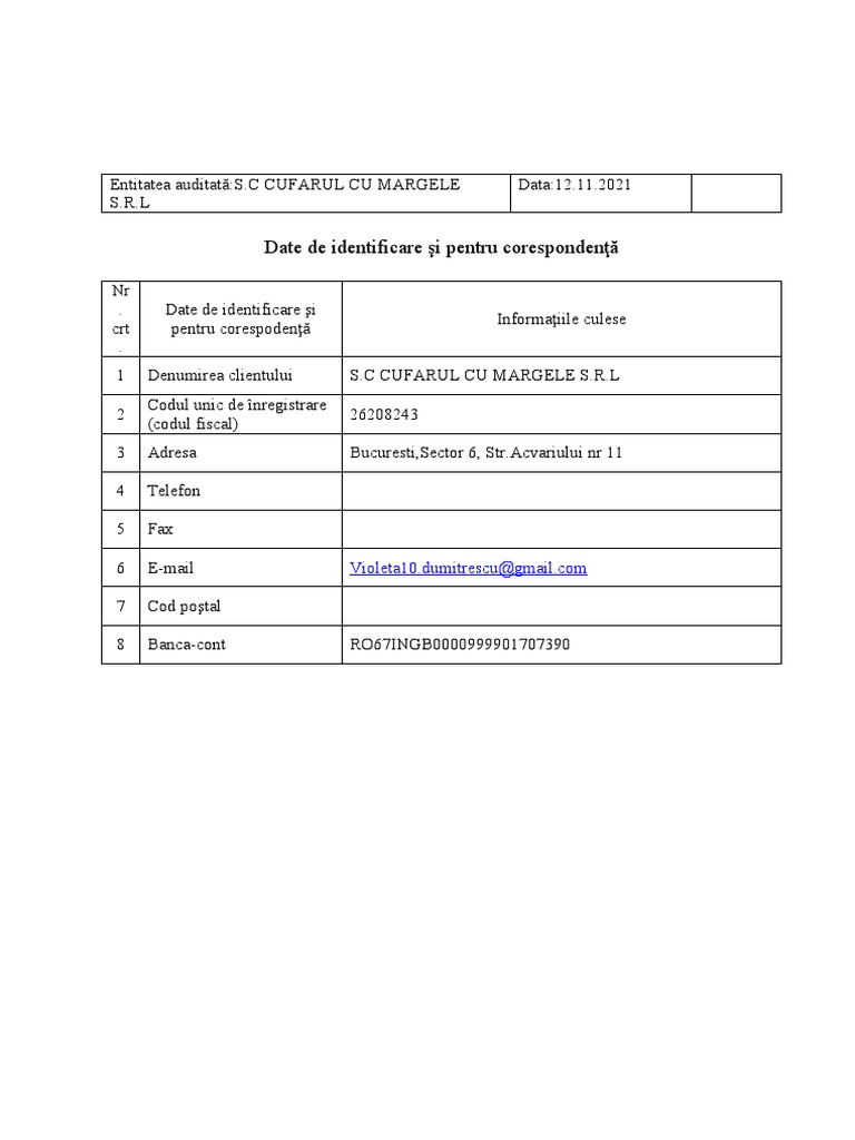 1 Fisa Clientului | PDF