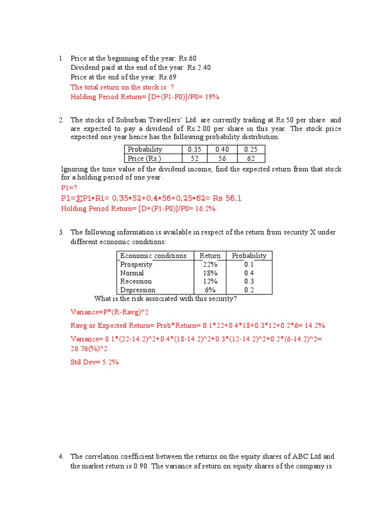 Risk and Return Analysis Using CAPM | PDF | Capital Asset Pricing Model ...