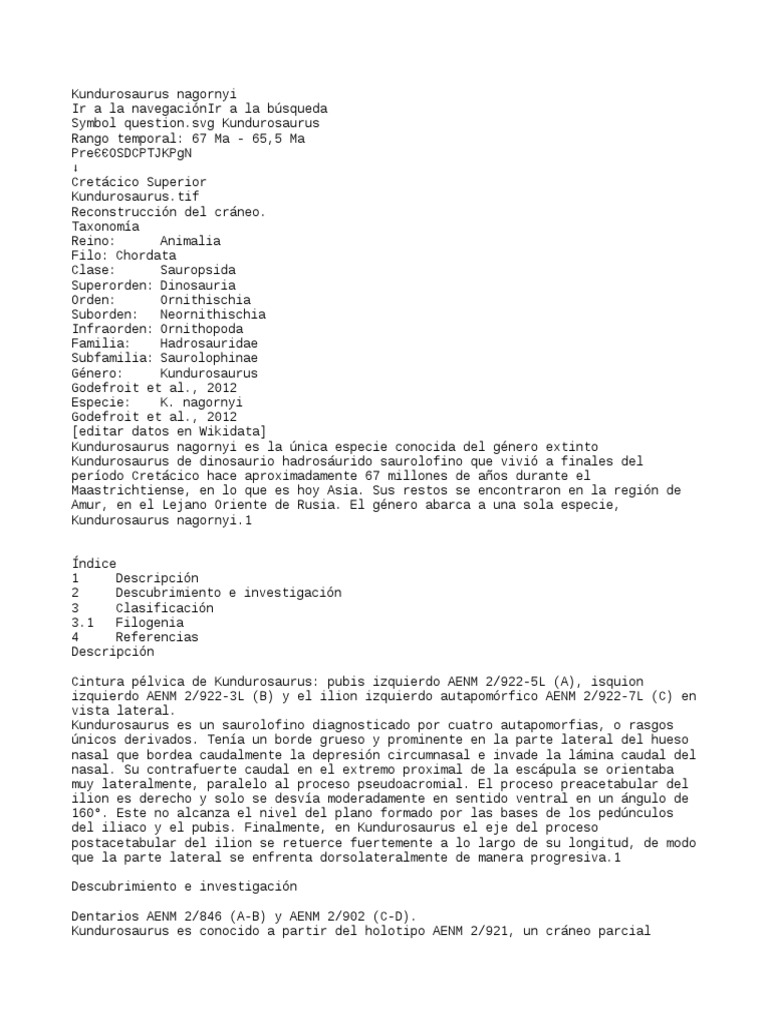 Kundurosaurus Nagornyi | PDF | Dinosaurios cretáceos | Dinosaurios ...