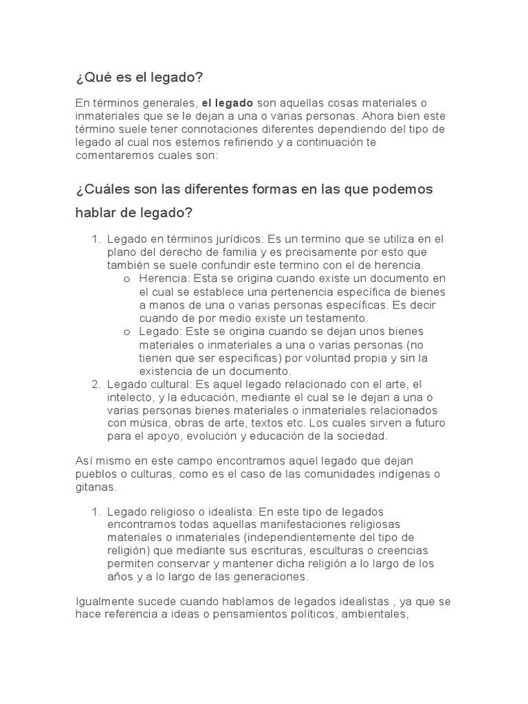 Definición y tipos de legado | PDF