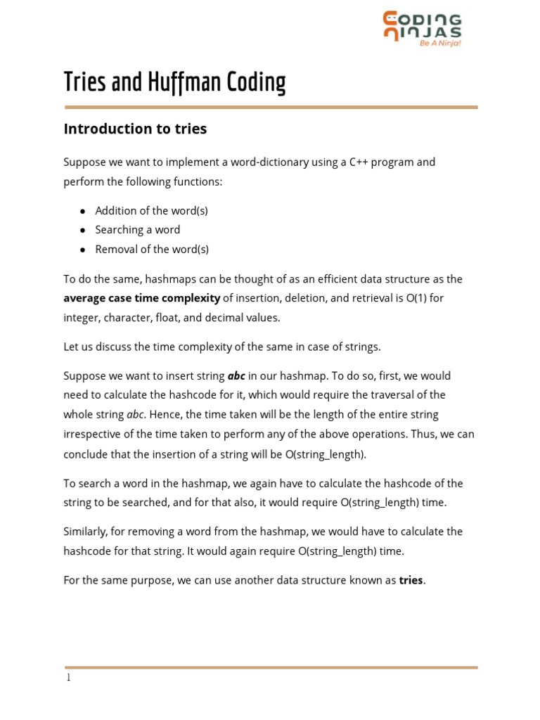 Tries and Huffman Encoding | PDF | String (Computer Science) | Data Compression