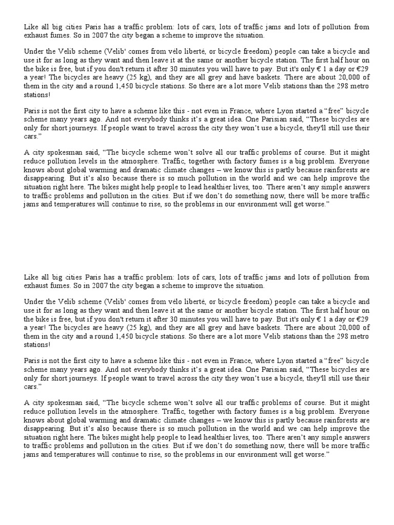 Like All Big Cities Paris Has A Traffic Problem | PDF | Environmental ...