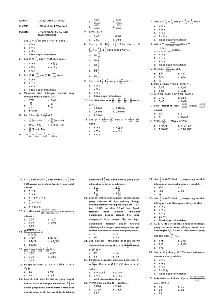 6.2 Bilangan Pecahan - AAG | PDF