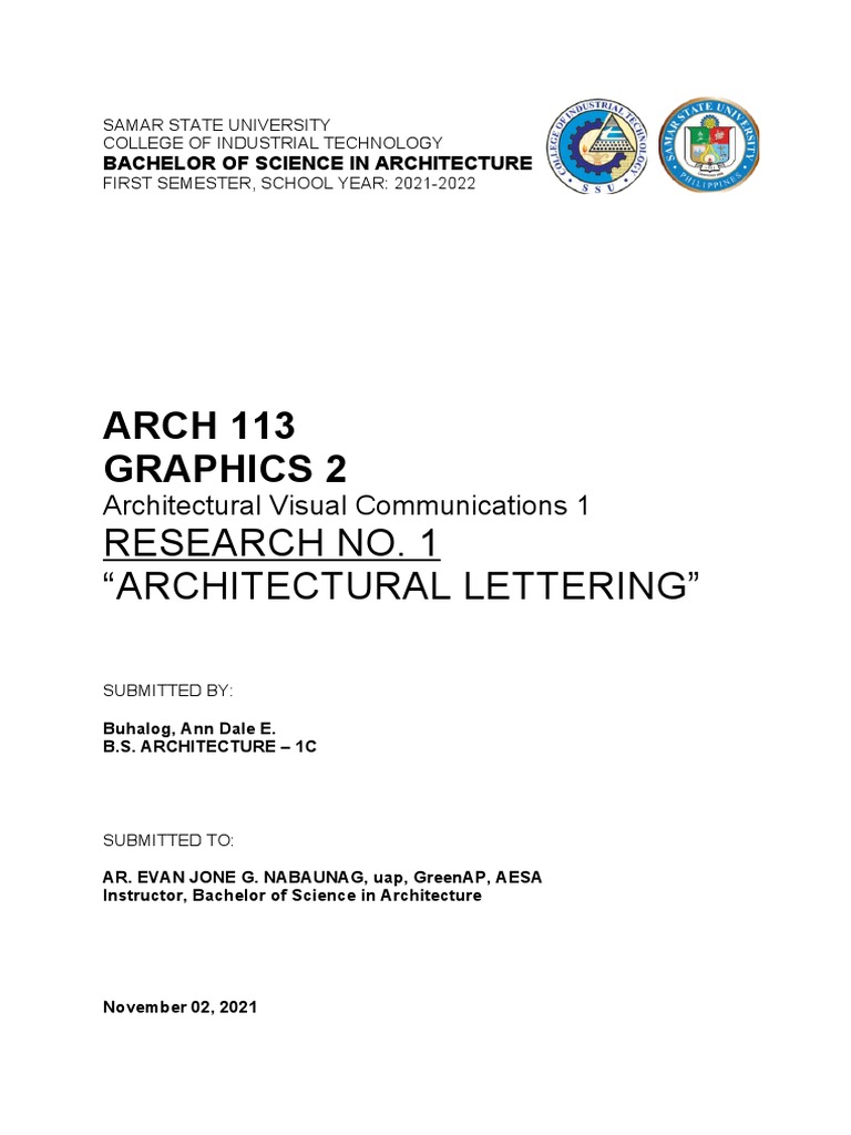 ARCH 113 Graphics 2: Research No. 1 "Architectural Lettering" | PDF ...