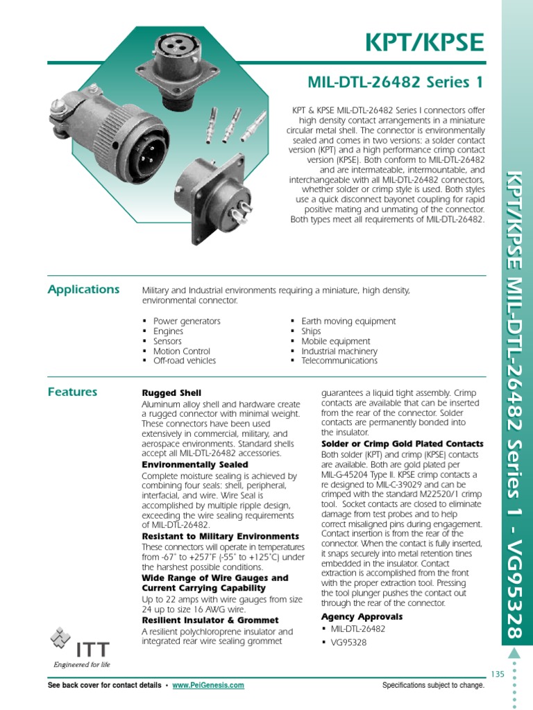 KPT/KPSE MIL-DTL-26482 Connectors | PDF | Electrical Connector ...
