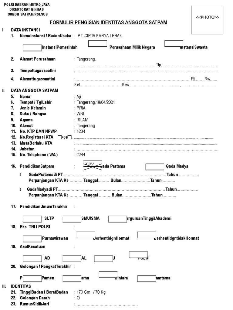 Form Gada Pratama | PDF