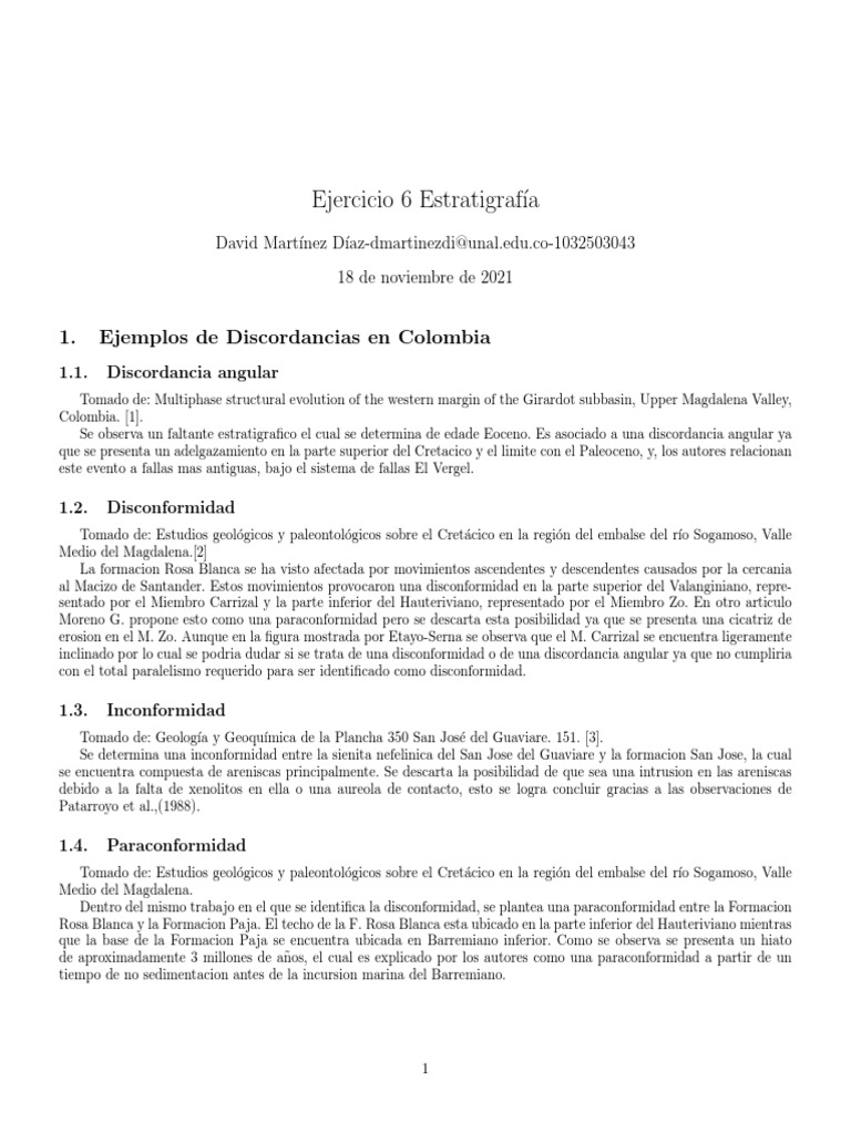 Ejercicio6 Ejemplos Discordancias | PDF | Geología