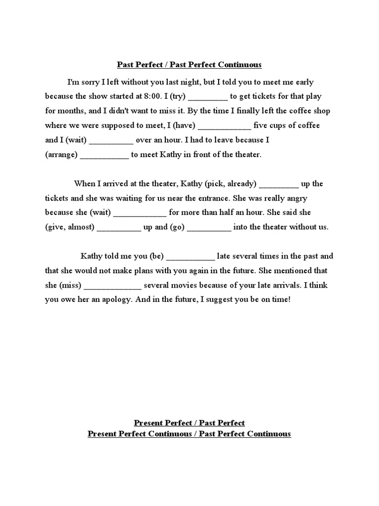 Past Perfect Cont Exercise | PDF