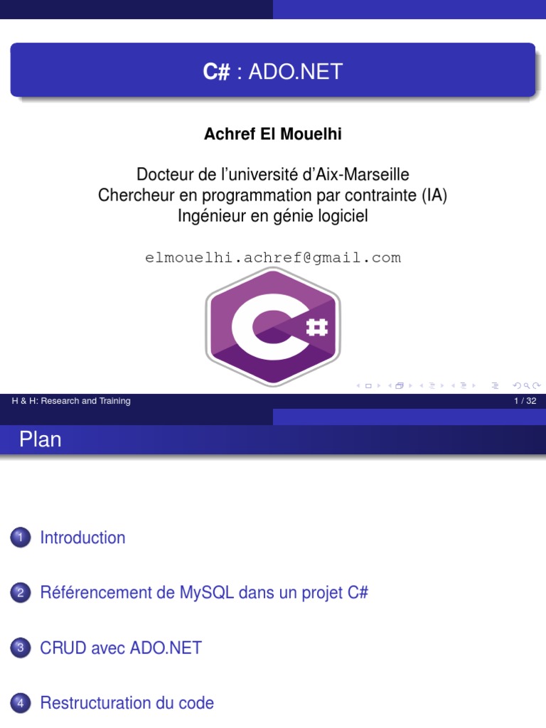 Cours Csharp Ado Net | PDF | ActiveX Data Objects | MySQL