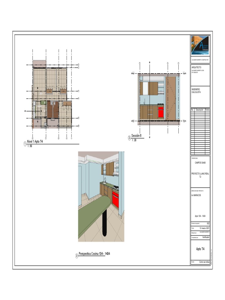 Plano Arquitectonico Muebles - Plano - Apto T4 - Apto 104 - 1404 | PDF