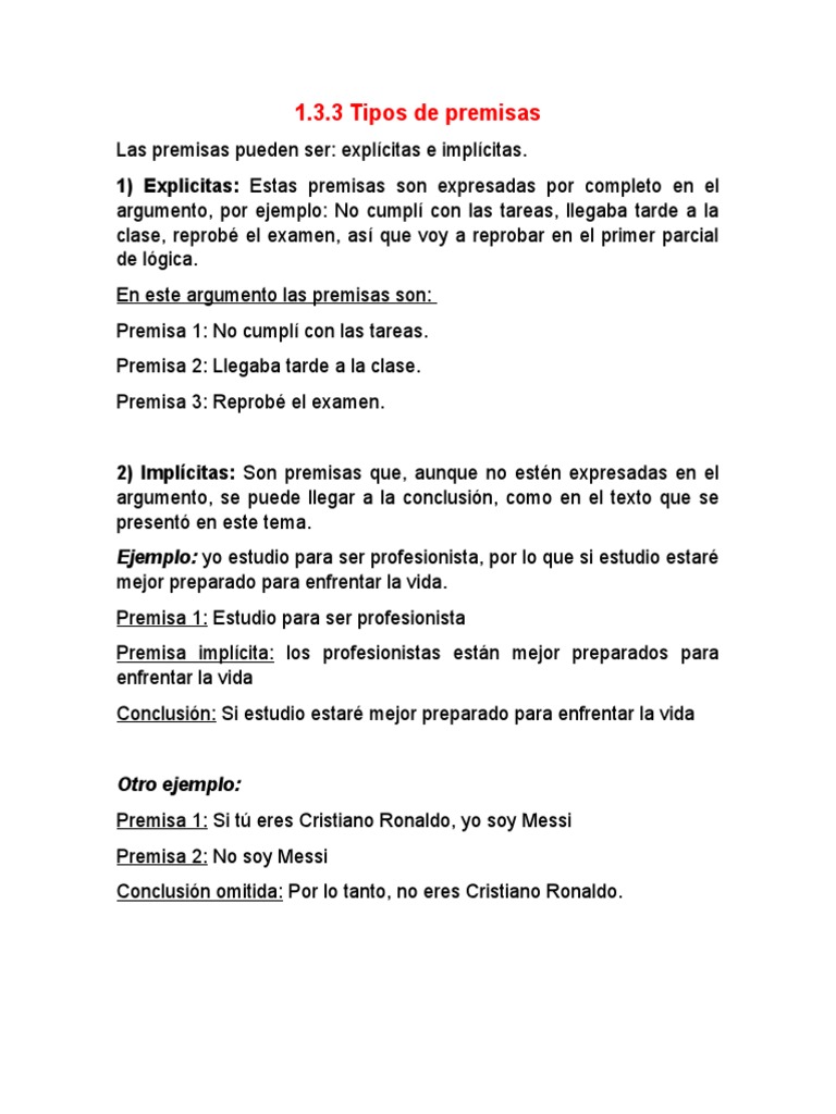 Actividad 12. Tipos de Premisas | PDF | Artes del Lenguaje y Comunicación