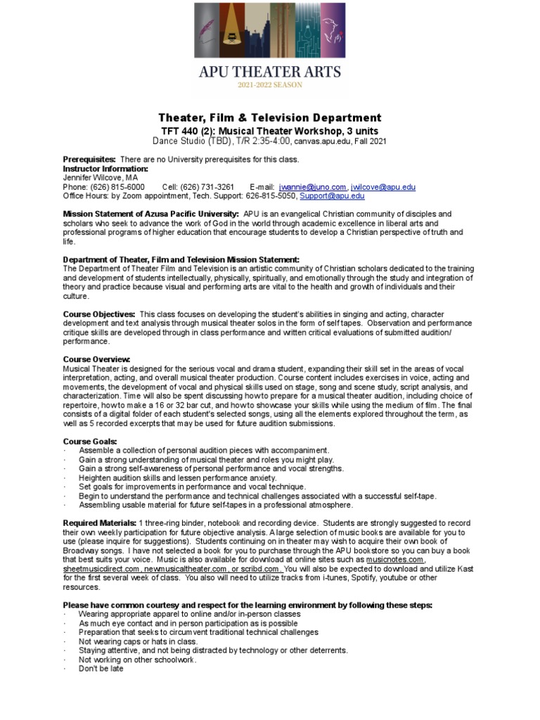 Theater, Film & Television Department: TFT 440 (2) : Musical Theater ...