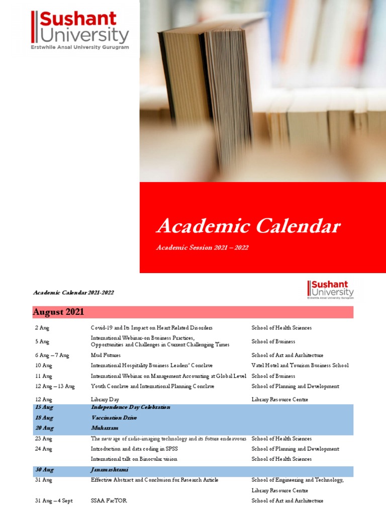 2021 08 25 SU Academic Calendar | PDF | Academic Term