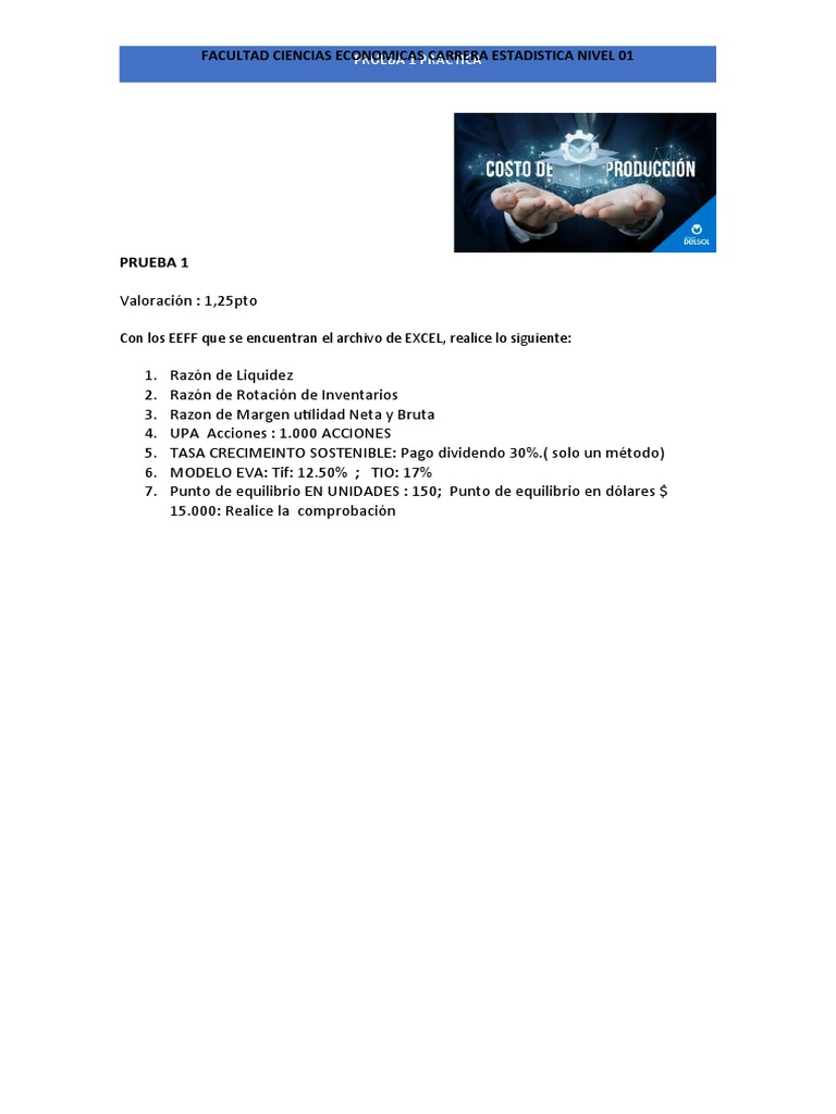 Prueba 1 | PDF | Finanzas y dinero