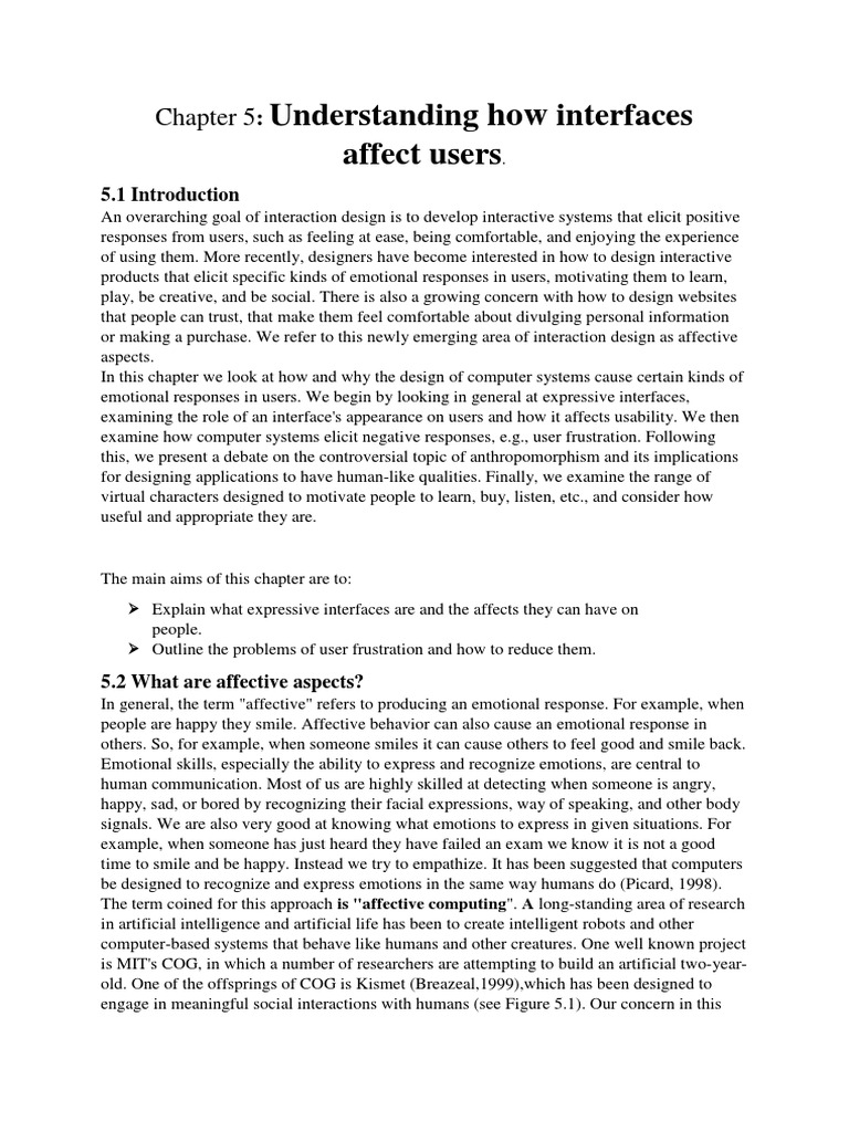 Chapter 5 Effects of Interfaces On Users | PDF | Graphical User ...